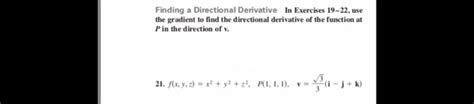 Solved Finding A Directional Derivative In Exercises 19 22