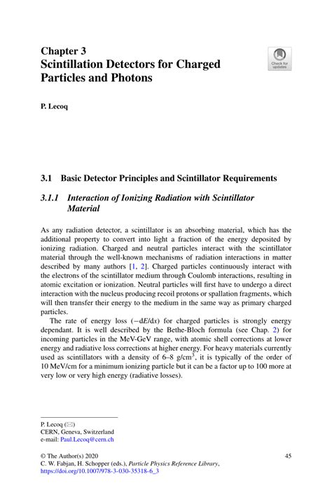 Pdf Scintillation Detectors For Charged Particles And Photons