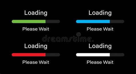 rounded bar loading please wait symbol icon set in four different