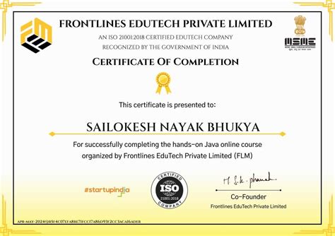 Completed Java Course From Frontlines Media Sailokesh Nayak Bhukya Posted On The Topic Linkedin