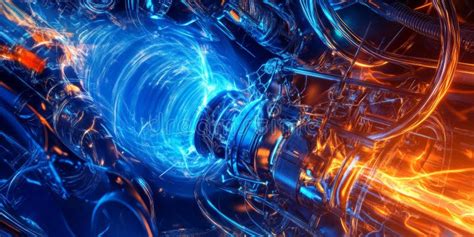 A Vibrant 3d Background Of A Sci Fi Energy Reactor Core Pulsating With Bright Blue Plasma