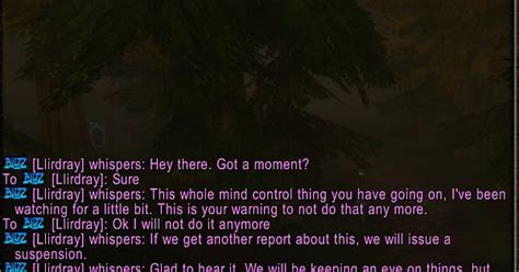 Blizz Gm Giving Warnings To People Camping Flight Paths And Using Mind