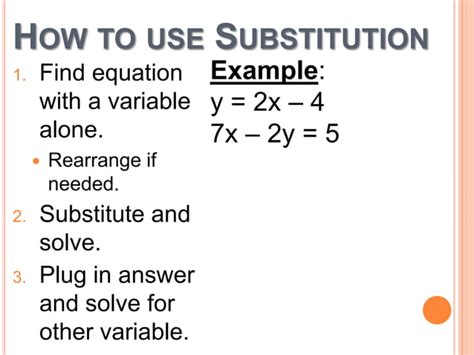 4 2 Solving Linear Systems By Substitution PPT