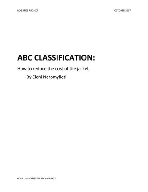 The Abc Classification Example And Analysis Pdf