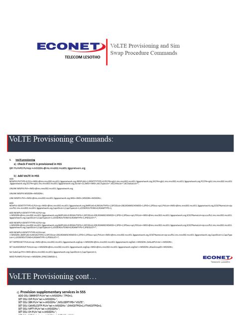 Volte Provisioning And Sim Swap Commands With Variables Pdf