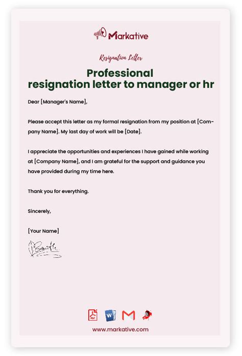 Informing About Resignation To Manager