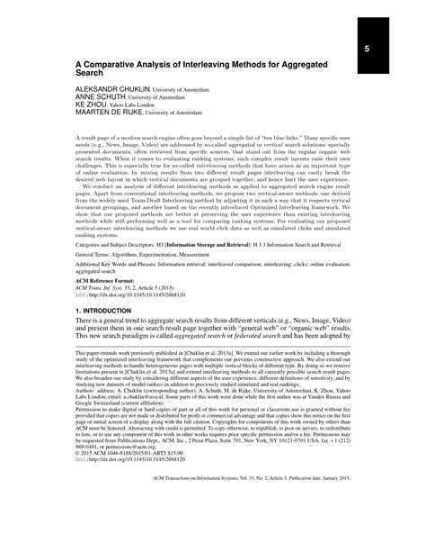 Pdf A Comparative Analysis Of Interleaving Methods For Aggregated Search