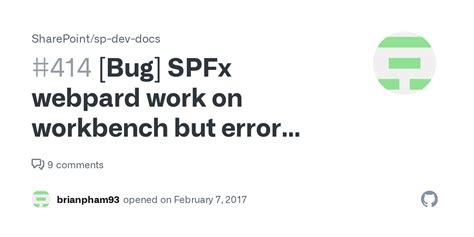 Bug Spfx Webpard Work On Workbench But Error When Add To Page · Issue 414 · Sharepointsp Dev