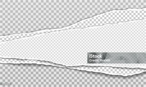 찢어진 흰색과 회색 현실적인 수평 종이 스트립부드러운 그림자의 조각은 사각형 배경에 있습니다 벡터 일러스트레이션 0명에 대한 스톡 벡터 아트 및 기타 이미지 Istock
