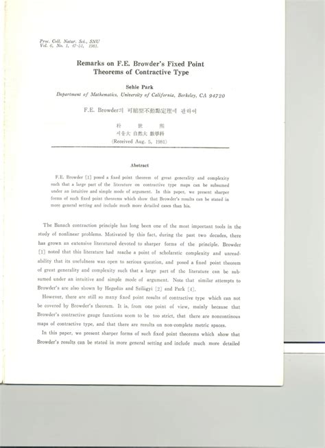 Pdf Remarks On F E Browders Fixed Point Theorems Of Contractive Type