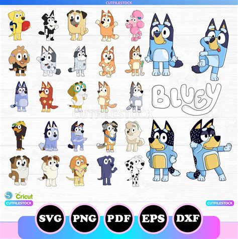 Bluey Characters Svg Png Eps Cricut Bluey Family Svg Bundle