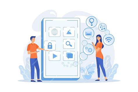 premium vector it professionals are creating mobile applications on