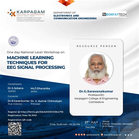 National Level Workshop On Machine Learning Techniques For Eeg Signal Processing 2023 Karpagam