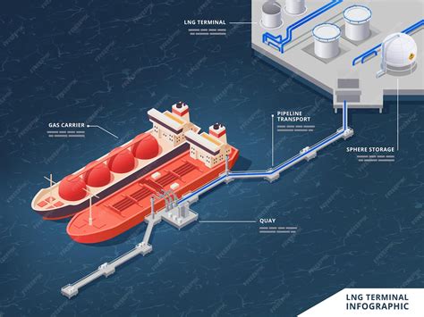 Free Vector Lng Terminal Isometric Infographics With Gas Carrier Quay