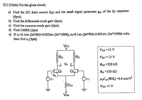 Solved Q1 25pts For The Given Circuit A Find The Dc