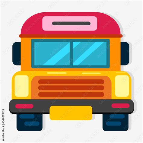 School Bus Front View Vector Illustration In Flat Style Stock Vector