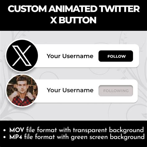 Custom Animated Twitter X Follow Button Popup Overlay For Intro Videos Etsy