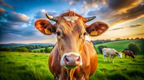Majestic Pregnant Cow In Lush Pasture A Portrait Of Expectant