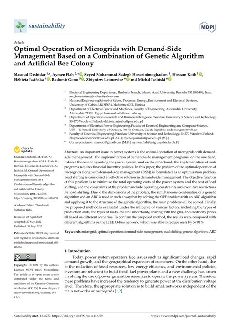 Pdf Optimal Operation Of Microgrids With Demand Side Management Based On A Combination Of