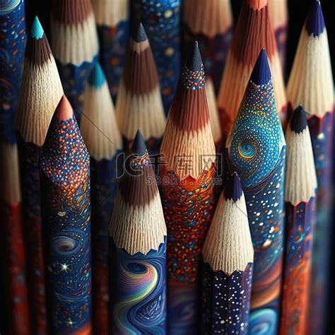 彩色铅笔桩铅笔尖高清摄影大图 千库网