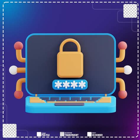 Premium Psd 3d Illustration Of Leptop Lock Security Password 2