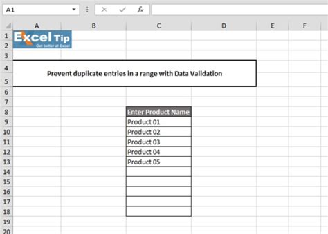 Data Validation Preventing Duplicate Entries In Excel