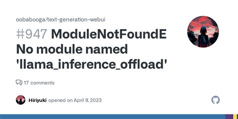 Modulenotfounderror No Module Named Llamainferenceoffload · Issue
