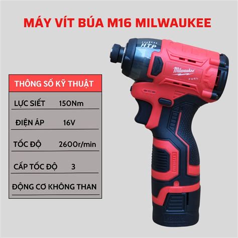 Máy Chuyên Vít Búa Milwake M16 động Cơ Không Chổi Than Bộ 2 Pin Sạc Lực Siết 160nm Shopee
