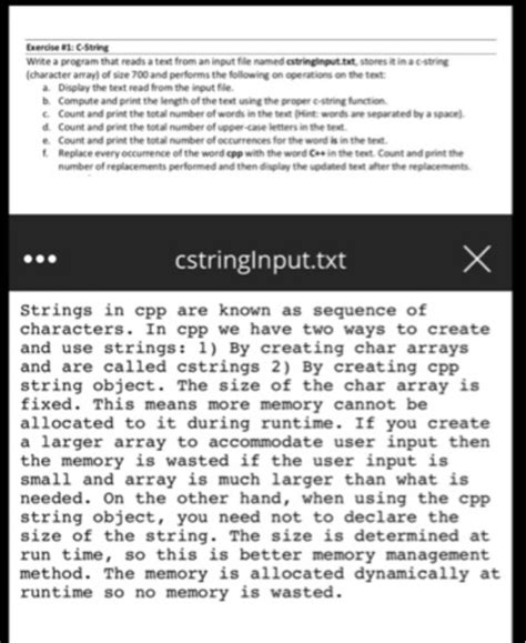 Solved Exercise 1 String Write A Program That Reads A Text