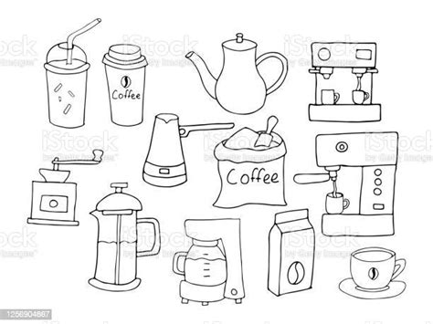 벡터로 커피 아이콘 컬렉션을 낙서합니다 벡터에서 손으로 그린 커피 아이콘 컬렉션 벡터의 낙서 커피 아이콘 세트 차 뜨거운 음료에