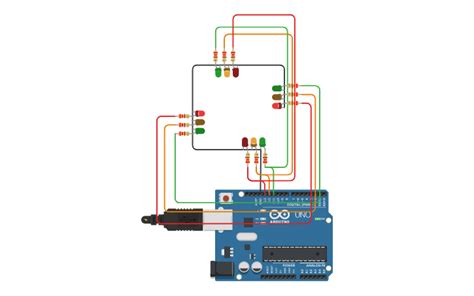 circuit design incrocio semaforico tinkercad