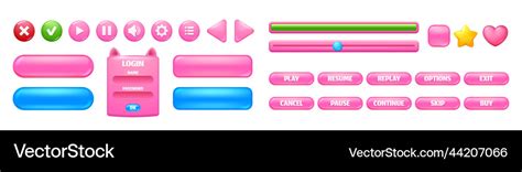 Game Menu Interface Pink And Blue Glossy Buttons Vector Image