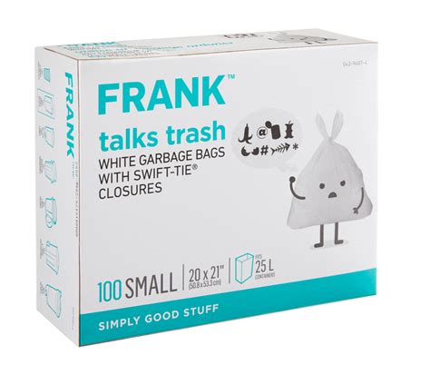 Frank Small Swift Tie Unscented Garbage Bags 100 Pk White 25 L