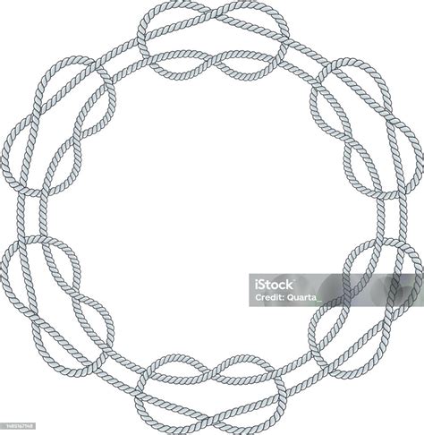 둥근 밧줄 프레임은 흰색 배경에 분리되어 있습니다 꼬인 코드 거친에 대한 스톡 벡터 아트 및 기타 이미지 거친 고리 세공