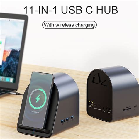 11 In 1 Usb C Hub With Wireless Charging Usb 30 1000mbps Rj45 Ethernet