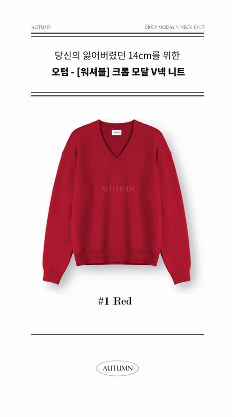 오텀 워셔블 크롭 모달 V넥 니트