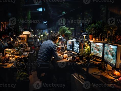 AI Generated Man Working In The Office Generative AI Stock Photo At Vecteezy