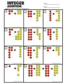 Integer Addition Integers New Babe Year Addition Practice