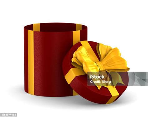 흰색 배경에 황금 활과 함께 열려있는 빨간색 상자 격리된 3d 일러스트레이션 3차원 형태에 대한 스톡 사진 및 기타 이미지 3차원 형태 개념 공단 Istock
