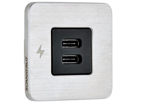 Scanstrut Flush Mount Usb Socket 2x Usb C Tile 21 Stainless Steel