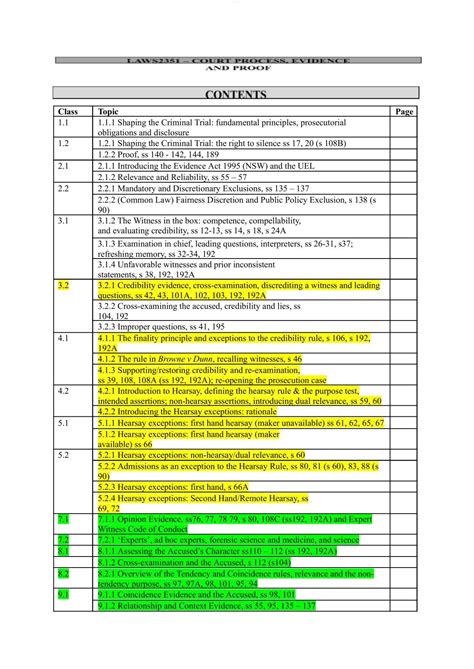Full Lecture Readings Notes Jurd7251 Court Process Evidence And Proof Unsw Thinkswap