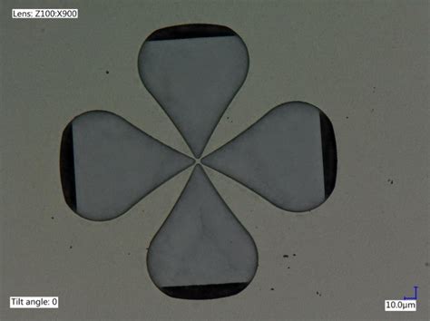 optical micrograph of successfully fabricated structure corresponding