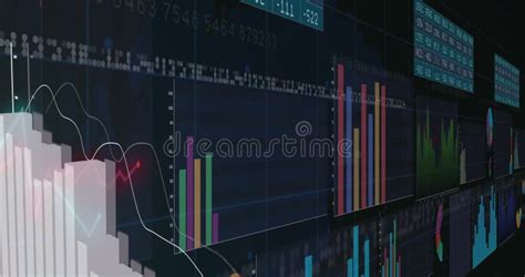 Financial Data Analysis Animation Over Various Bar And Line Charts Stock Footage Video Of