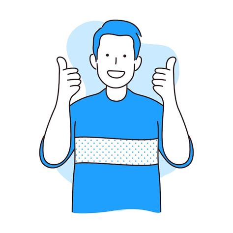 Радостный мужчина показывает большой палец вверх Премиум векторы