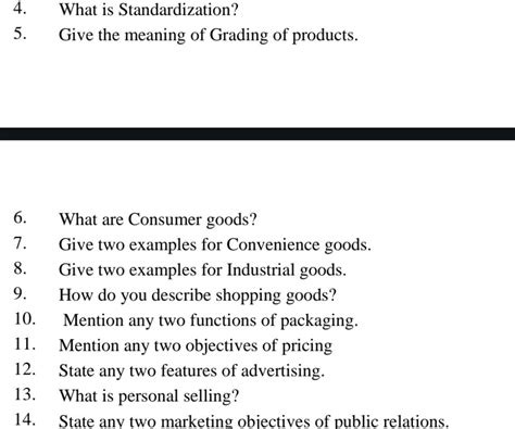 4 What Is Standardization 5 Give The Meaning Of Grading Of Products 6