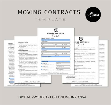 Editable Moving Contracts Template Moving Services Contract Canva