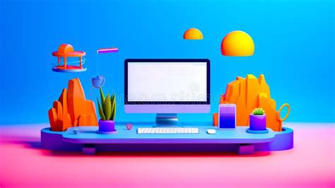 Computer Monitor Sitting On Top Of Desk Next To Keyboard And Mouse