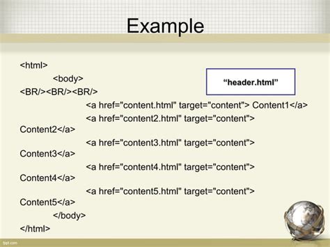 Html Frames Ppt Web Design And Html Internet