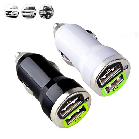 New A Dual Usb Car Charger Car Cigarette Lighter Mobile Phone Charger Portable Travel Adapter