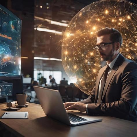 Premium Photo Innovation With Graphical User Interface And Big Data Concept Businessman Using